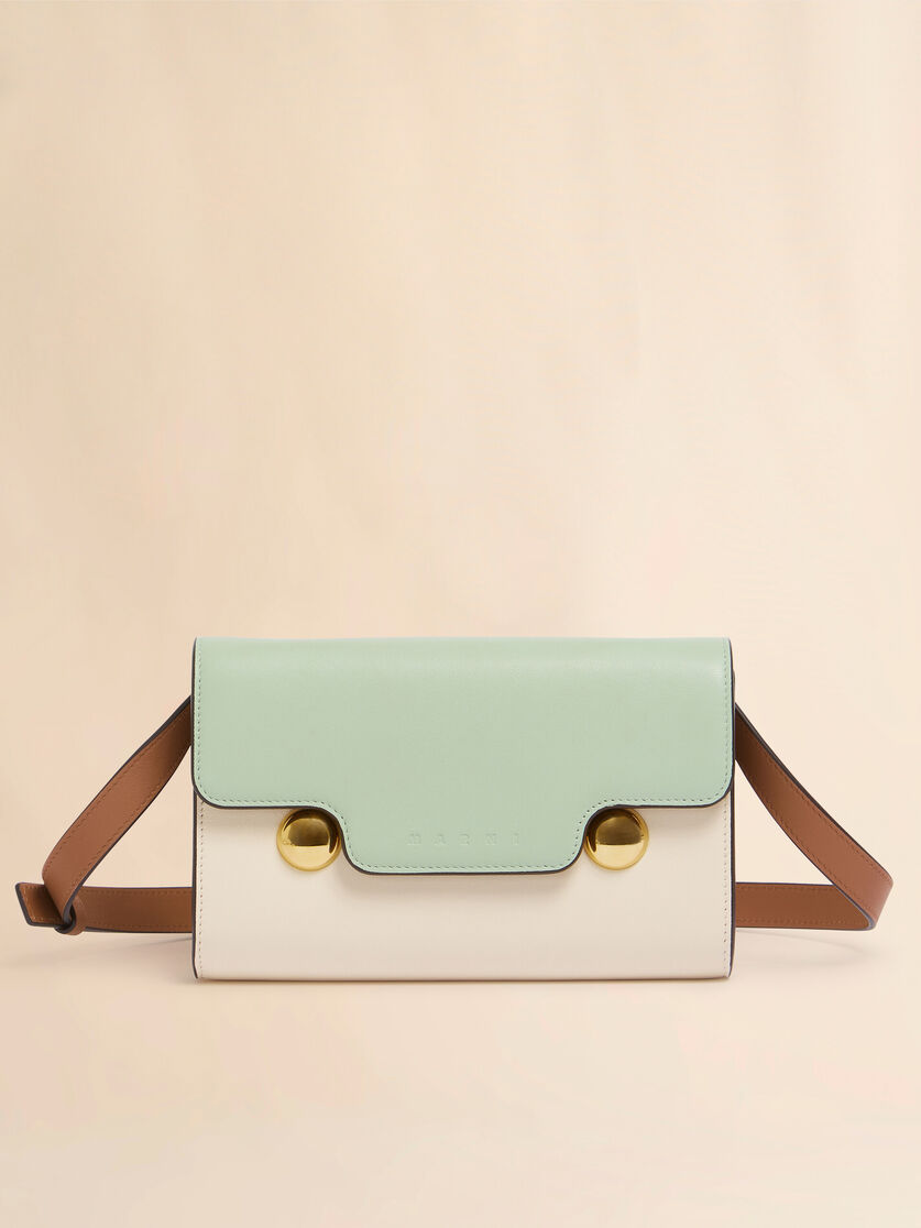 Green cream and brown leather Trunkaroo clutch | Marni
