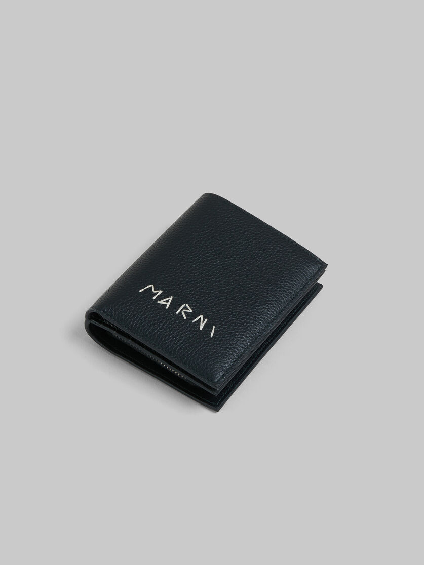 Black leather zip-around bifold wallet with Marni mending | Marni