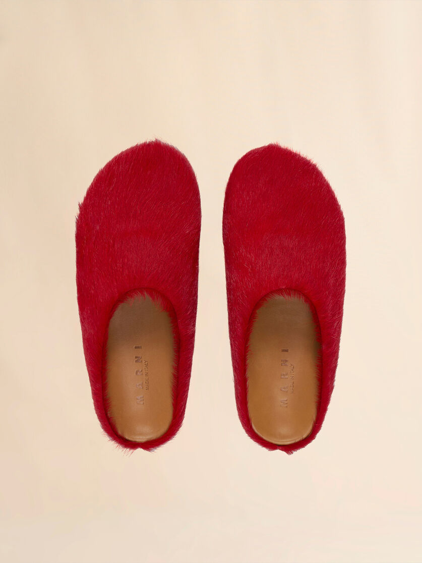 Red long hair calfskin Fussbett sabot | Marni