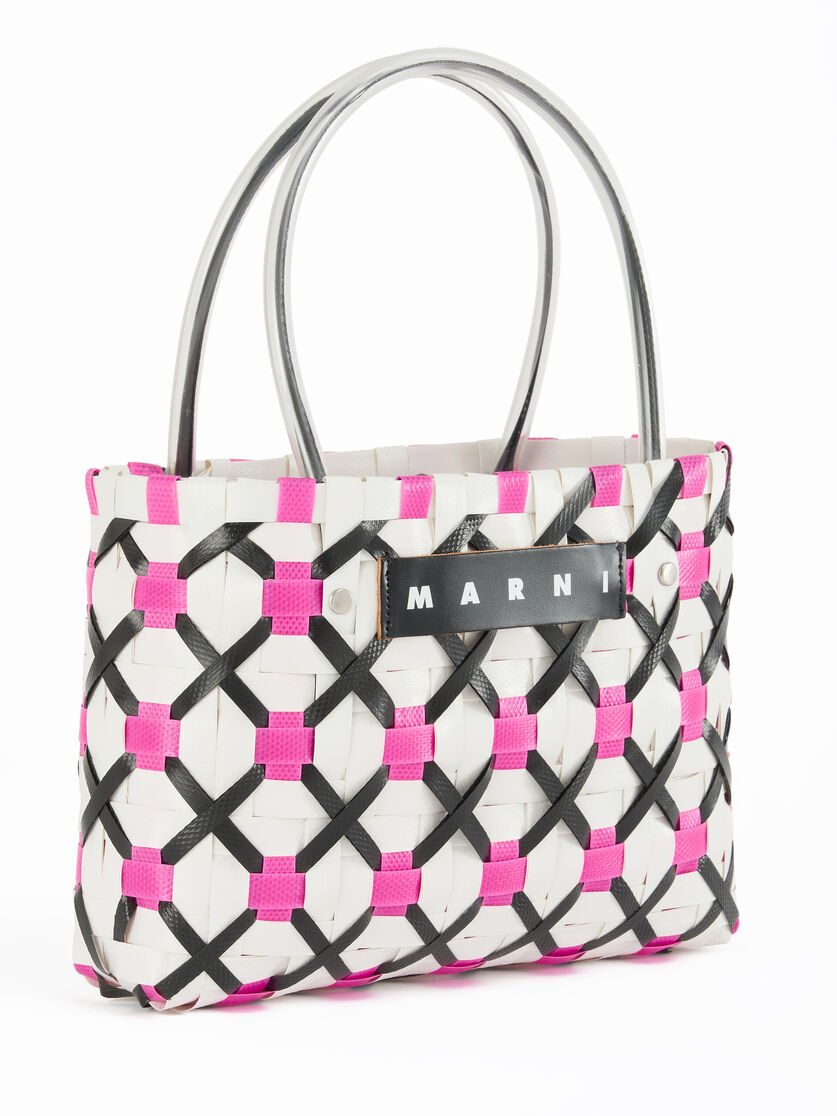 MARNI MARKET Tote Bag mit Karomuster in Weiß und Rosa | Marni