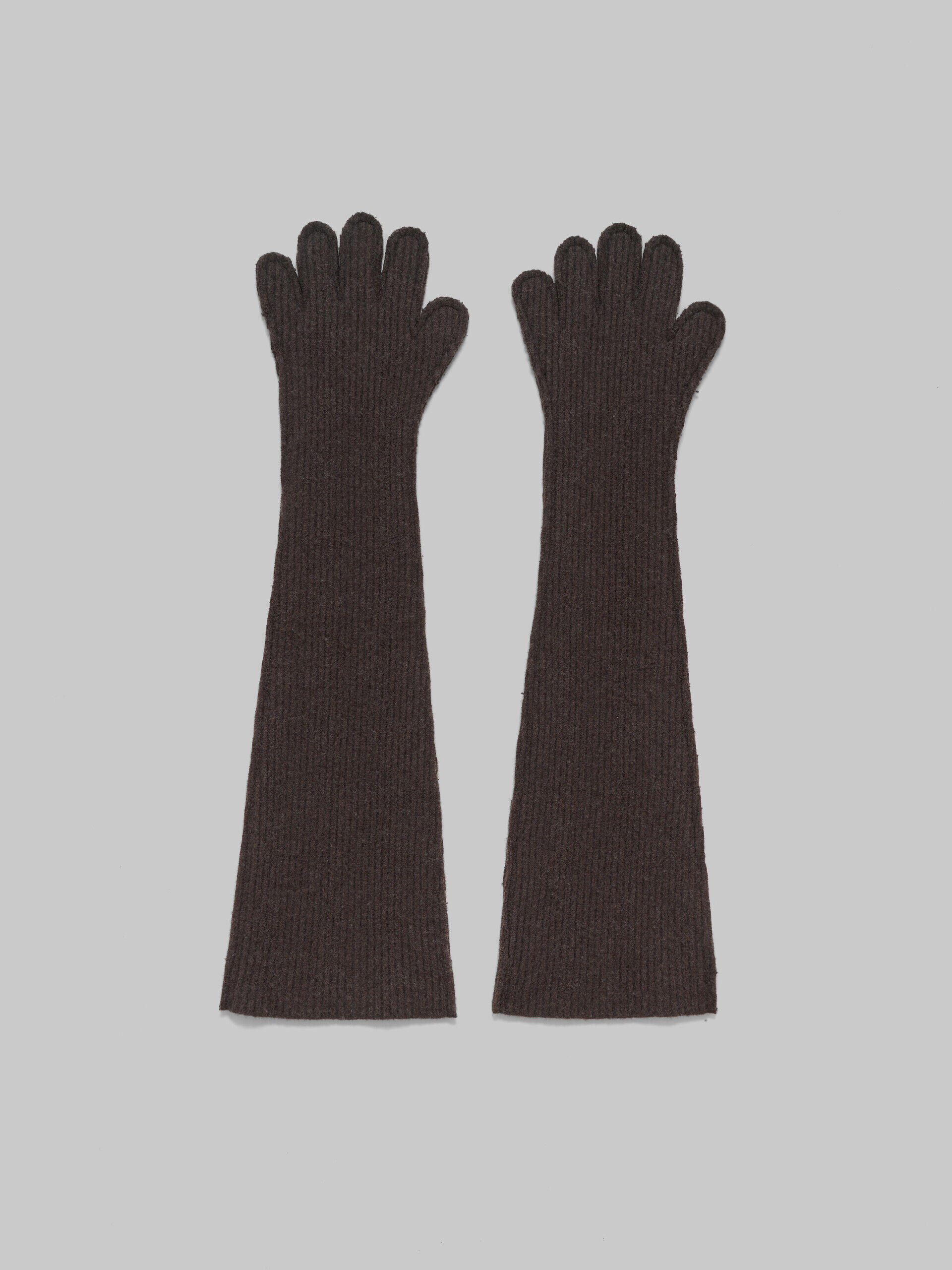 Oversized brown wool gloves Marni