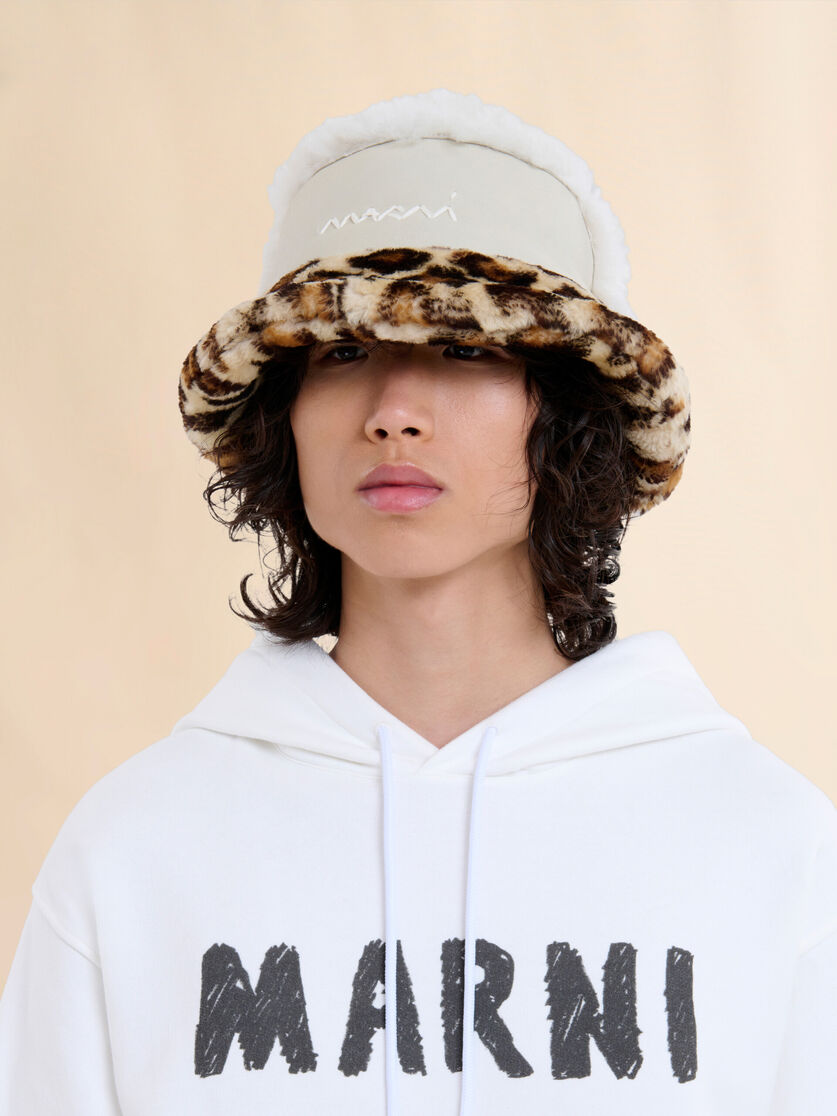 Leather and shearling bucket hat | Marni
