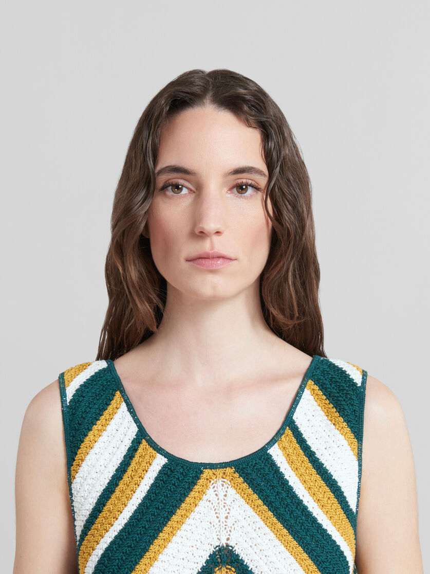 Teal and yellow crochet dress with chevron pattern | Marni