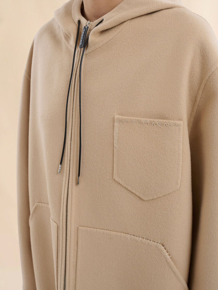 Beige wool-cashmere parka with Marni mending | Marni