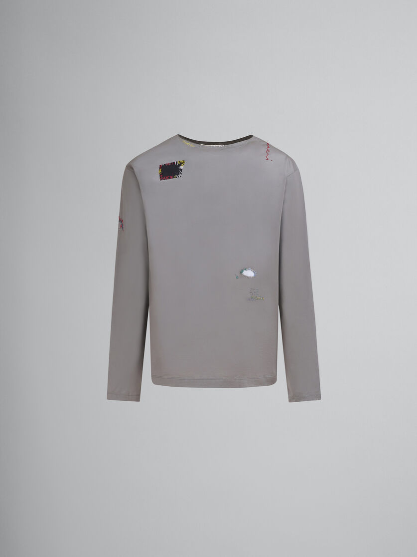 Grey organic cotton long sleeved T-shirt | Marni
