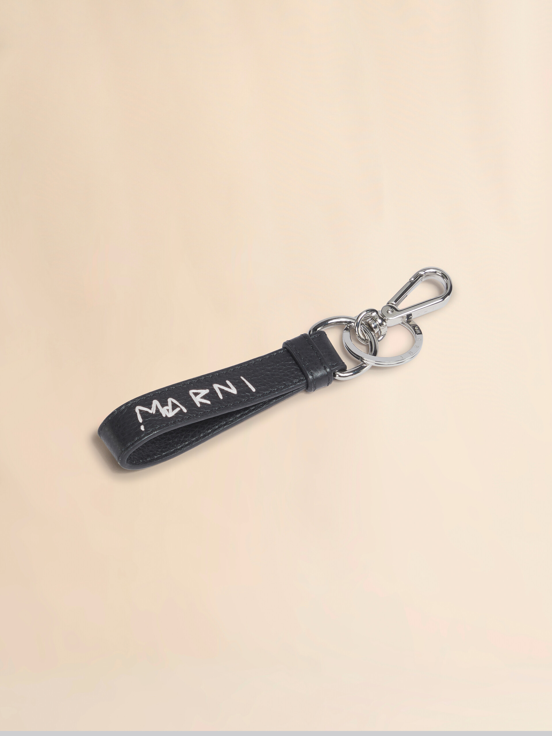 Black leather keyring with Marni mending | Marni