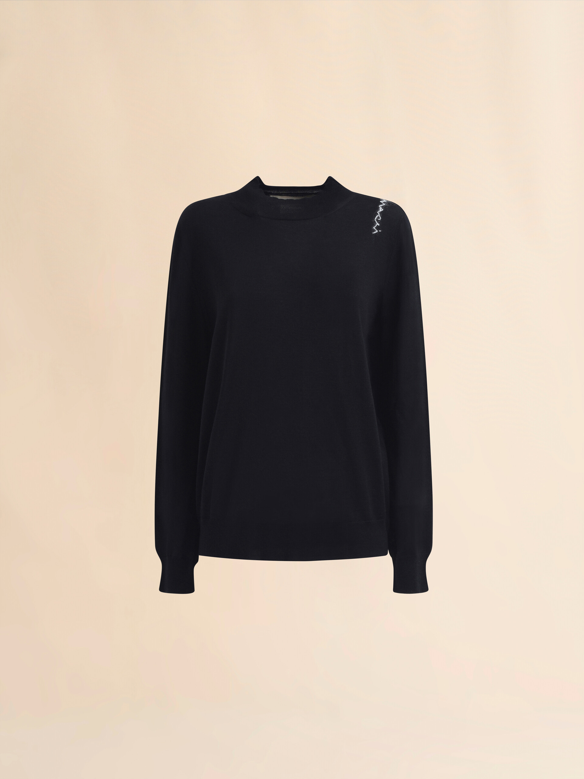 Black crew neck knitted jumper with contrasting back panel | Marni