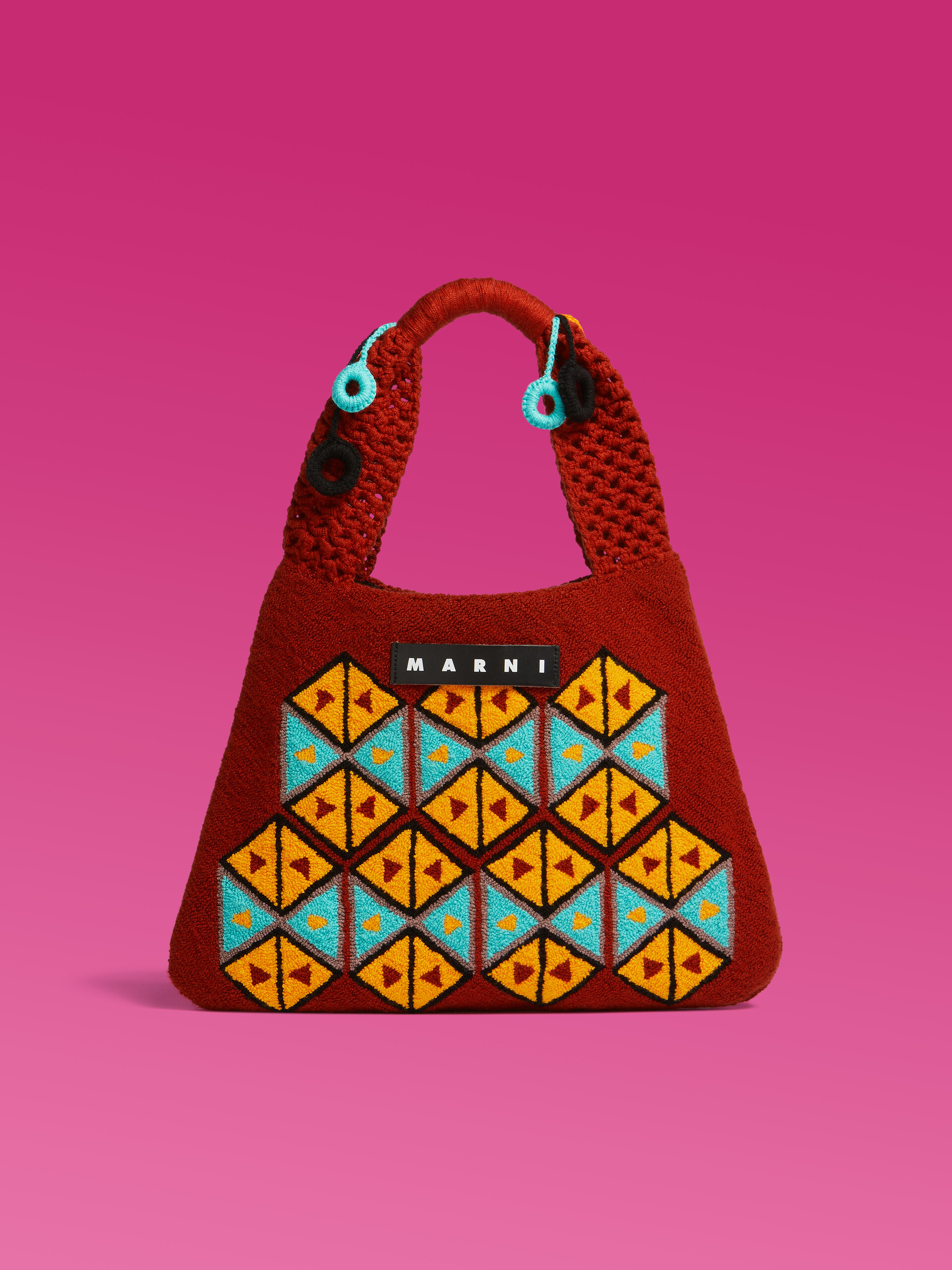 MARNI MARKET BELL Tasche aus technischer Wolle in Rot | Marni