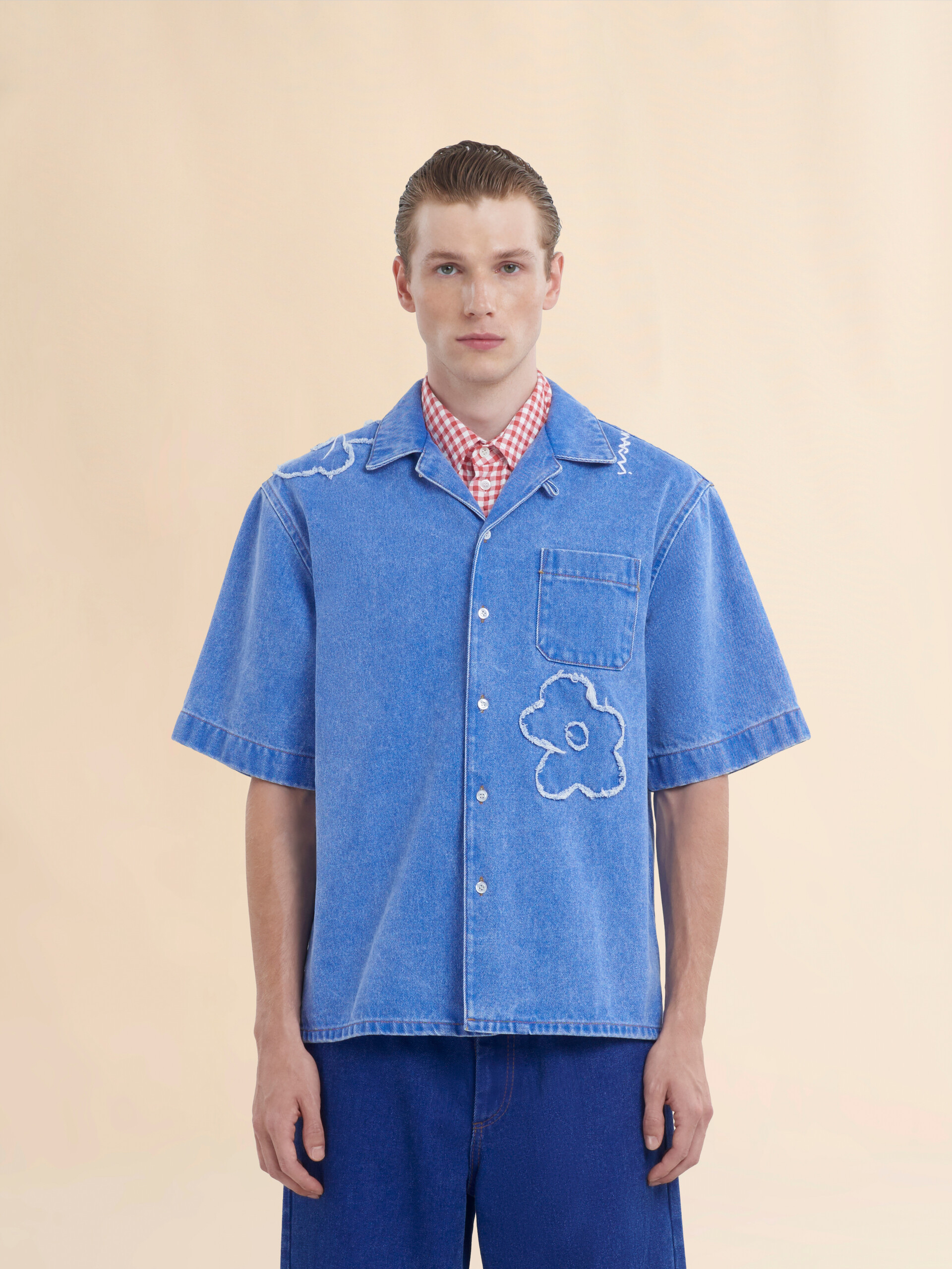 Light blue bowling shirt with Dillies patch details | Marni