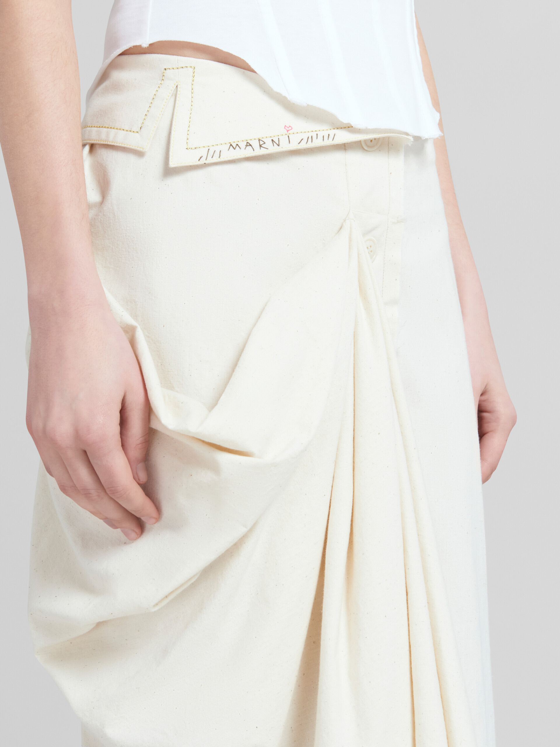 Light beige organic toile skirt with jacket lapels | Marni