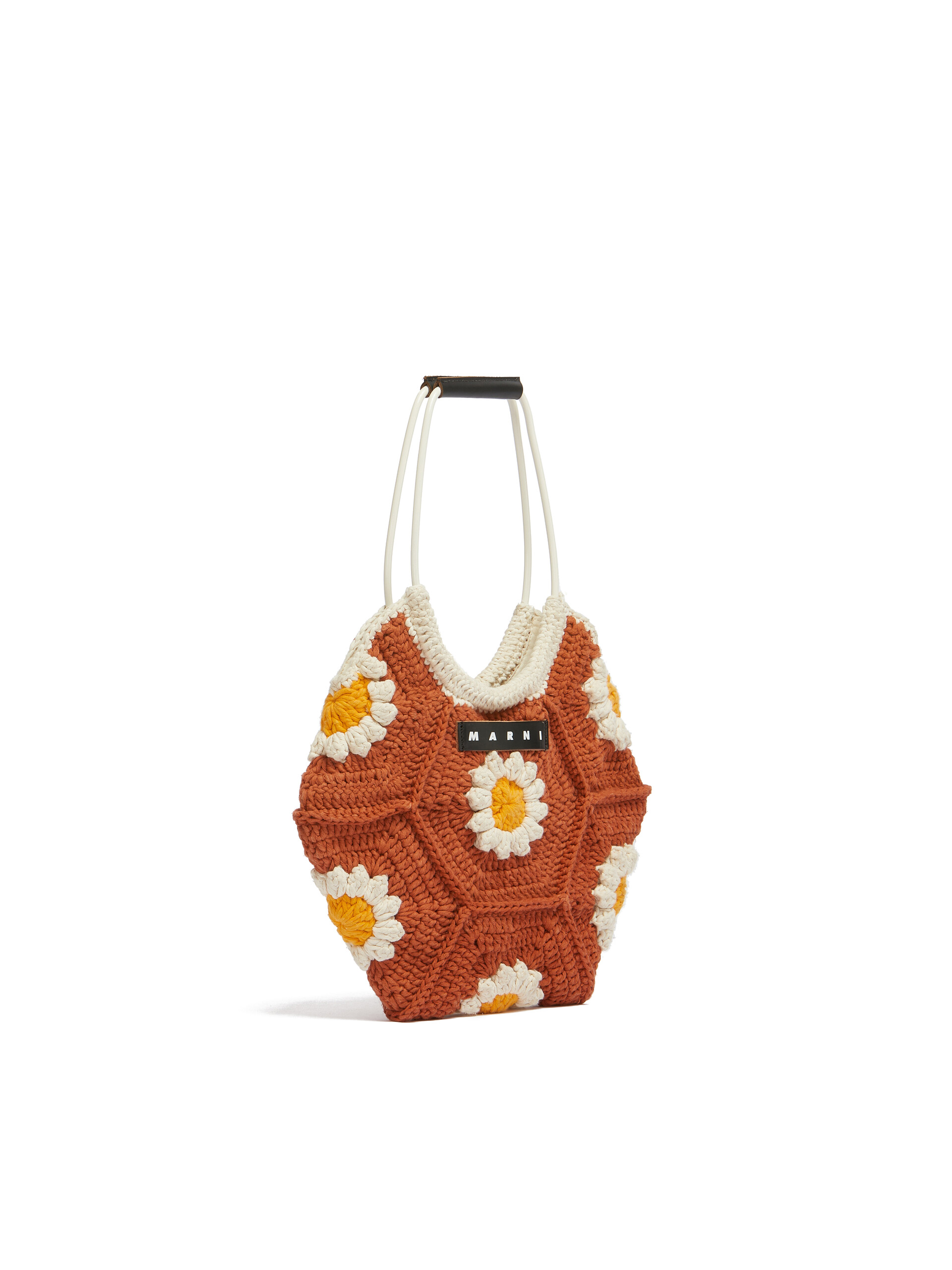 Brown flower cotton crochet MARNI MARKET handbag | Marni