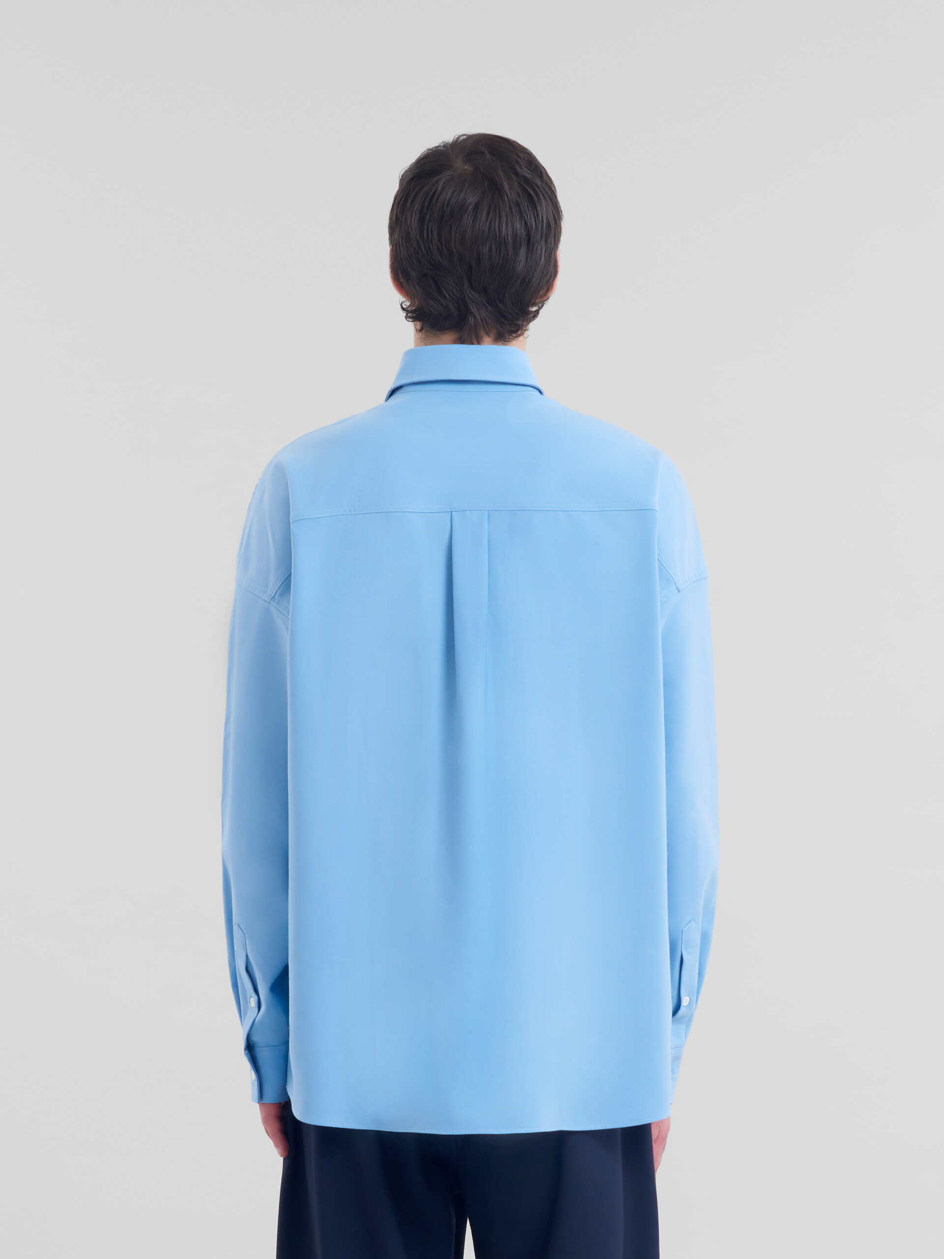 Blue wool shirt with contrast back | Marni