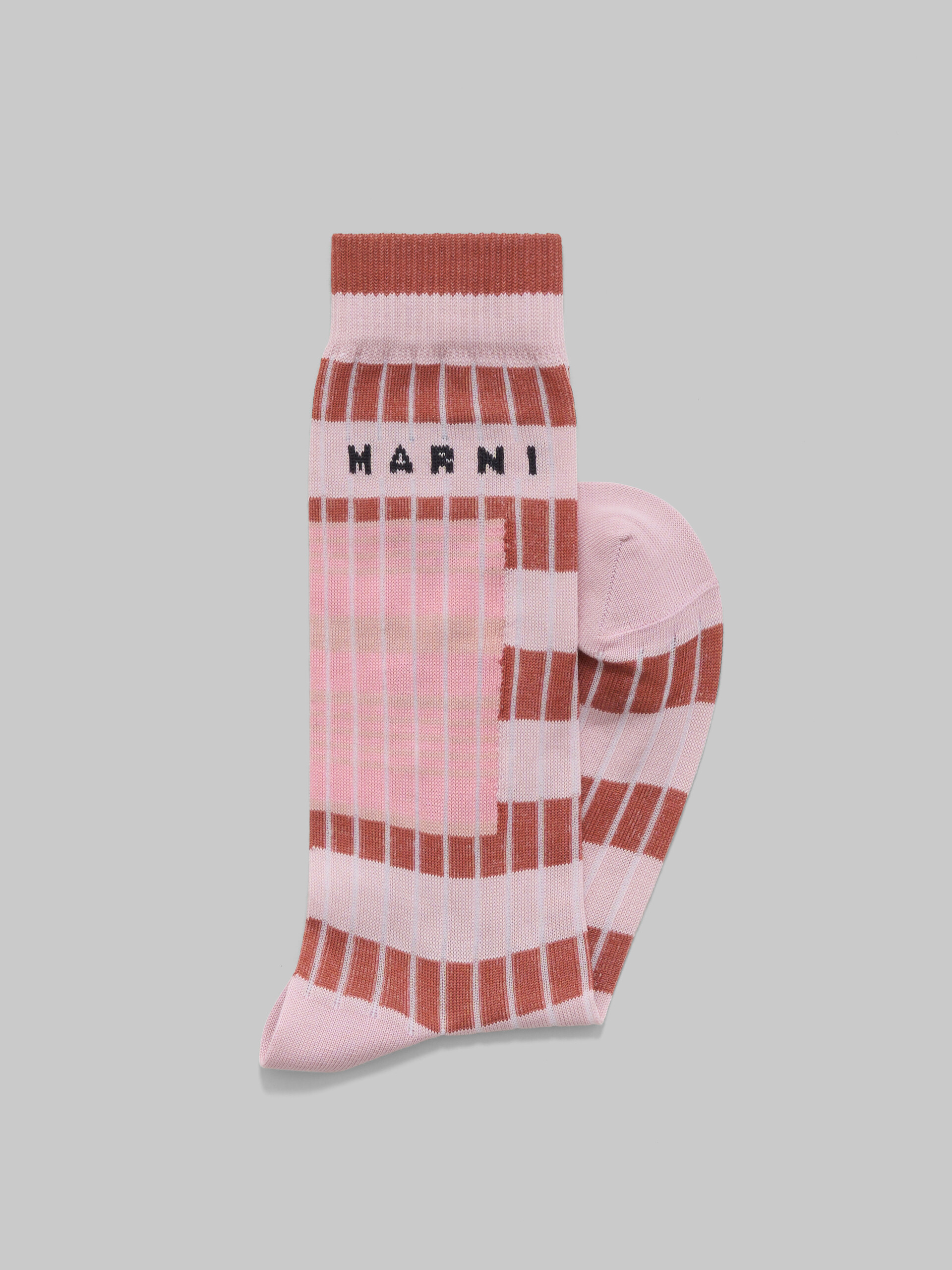 Pink ribbed cotton socks with contrast stripes | Marni
