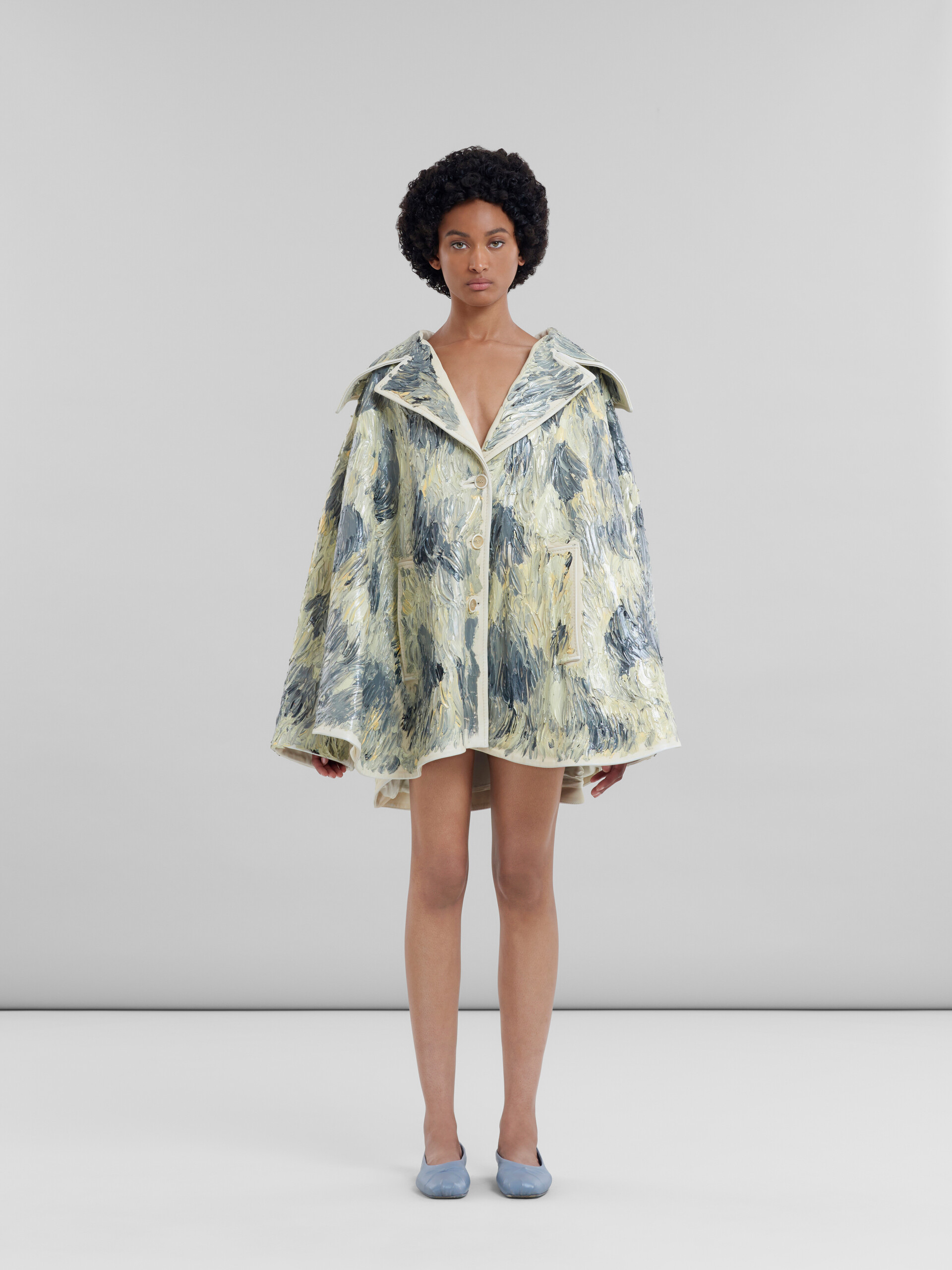 Hand-painted light yellow leather cape | Marni
