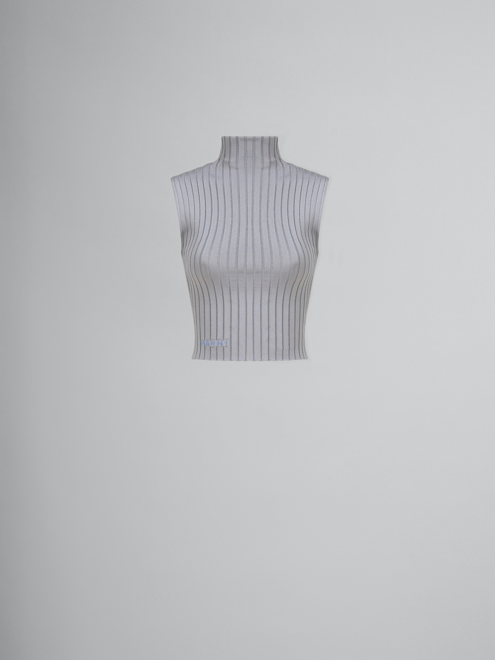 Grey ribbed viscose turtleneck vest | Marni