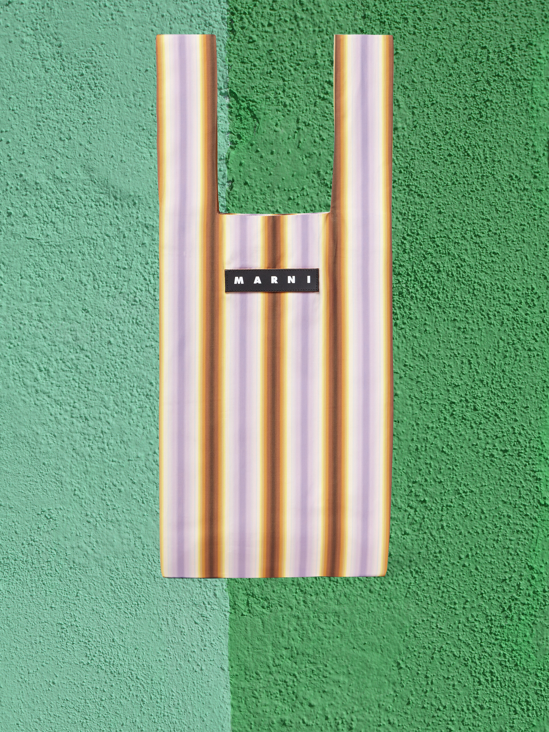 MARNI MARKET cotton shopping bag with pink and orange stripes | Marni