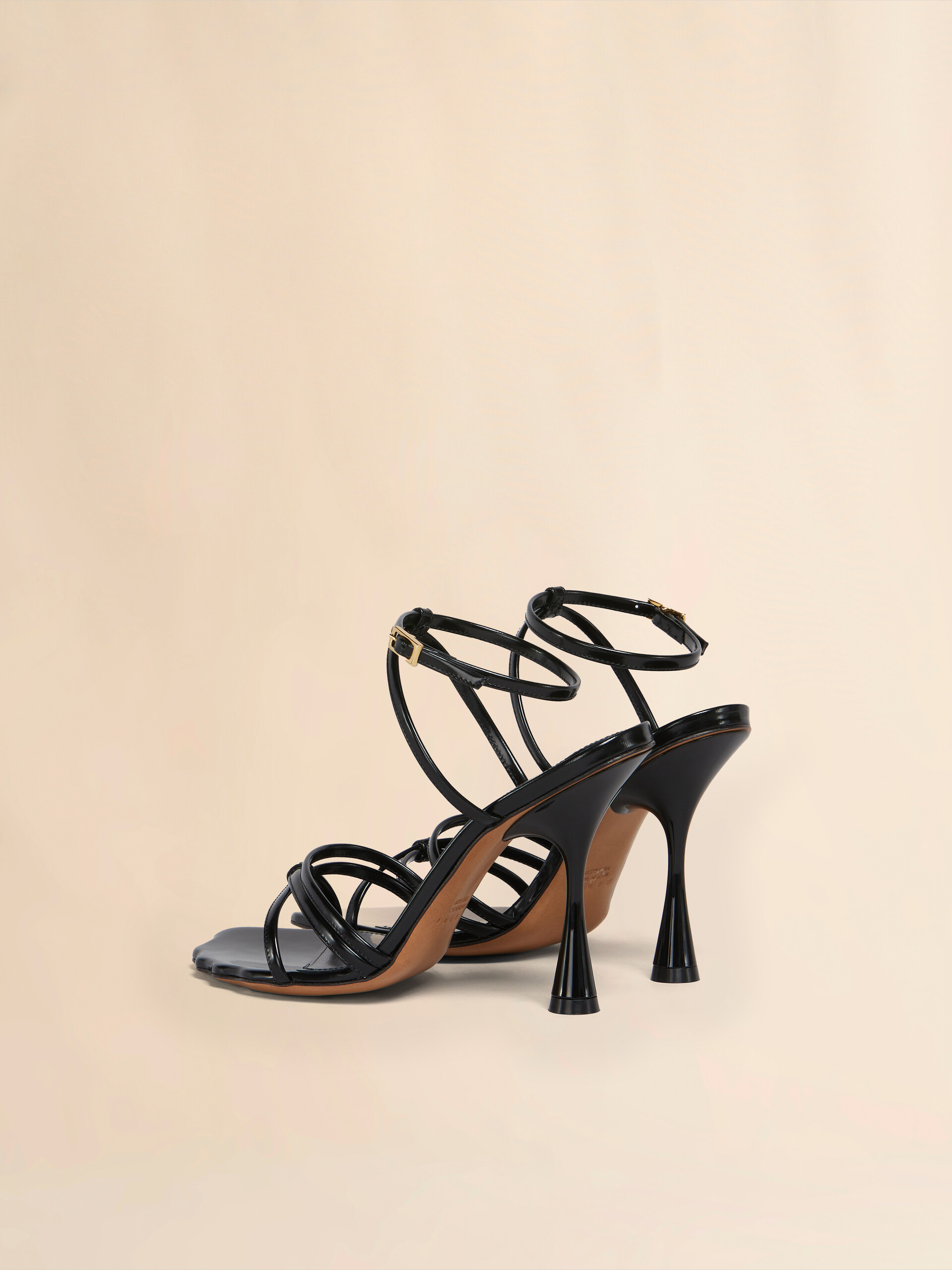 Schwarze Moonlight Sandalen aus gebürstetem Leder mit Riemchen | Marni