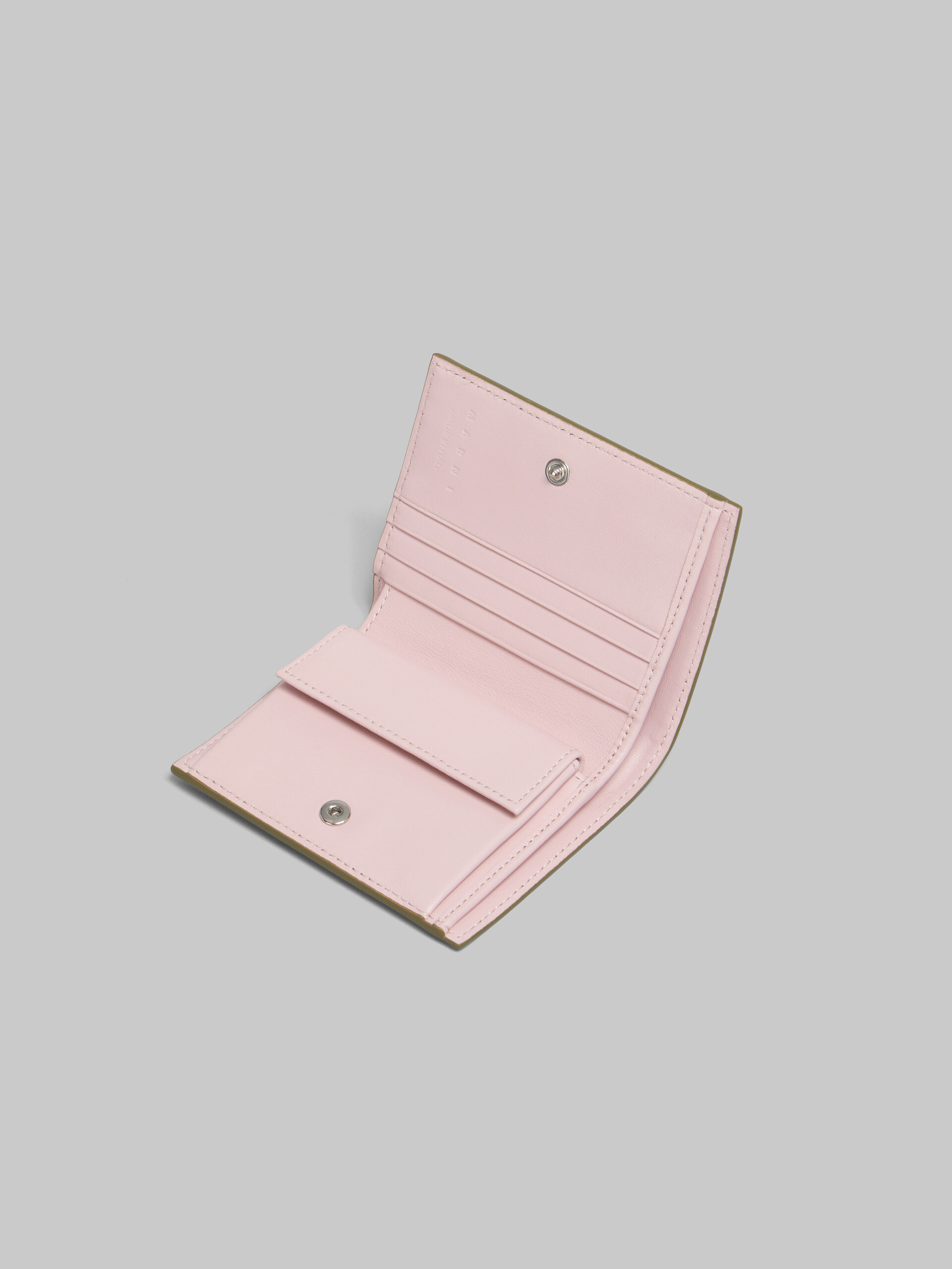 Green leather bifold wallet with raised Marni logo | Marni