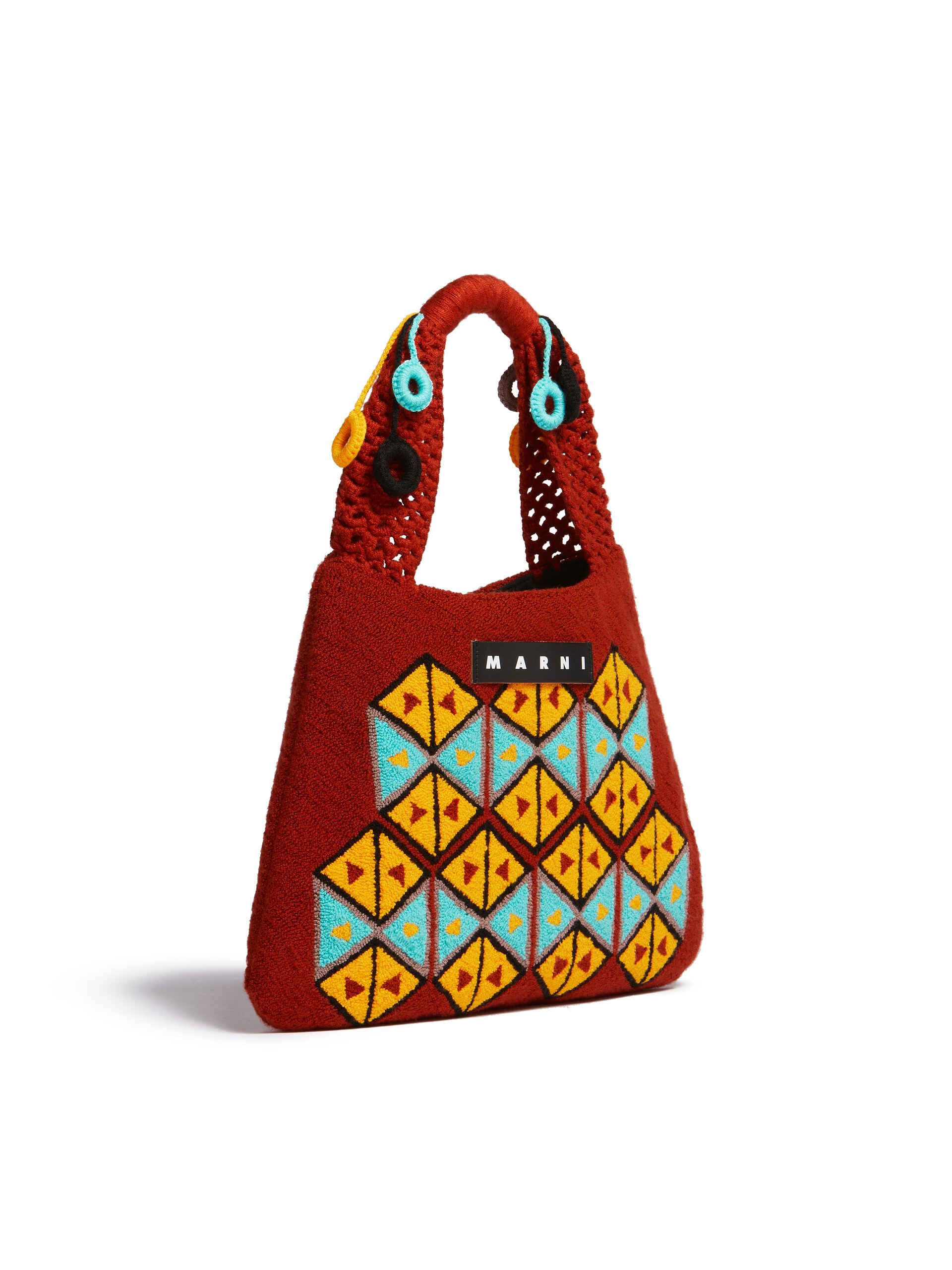 MARNI MARKET BELL Tasche aus technischer Wolle in Rot | Marni