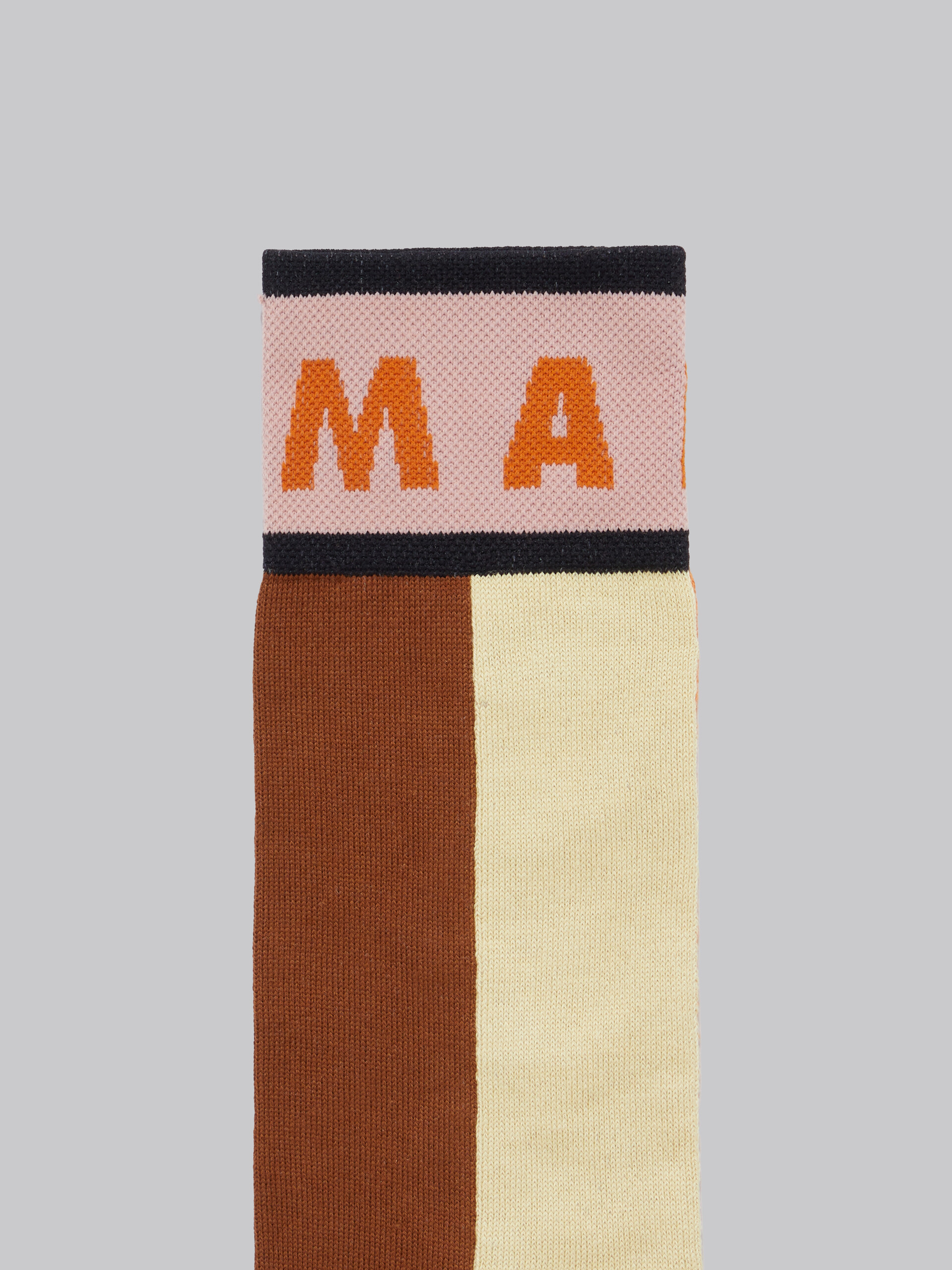 Brown colour-block cotton socks | Marni