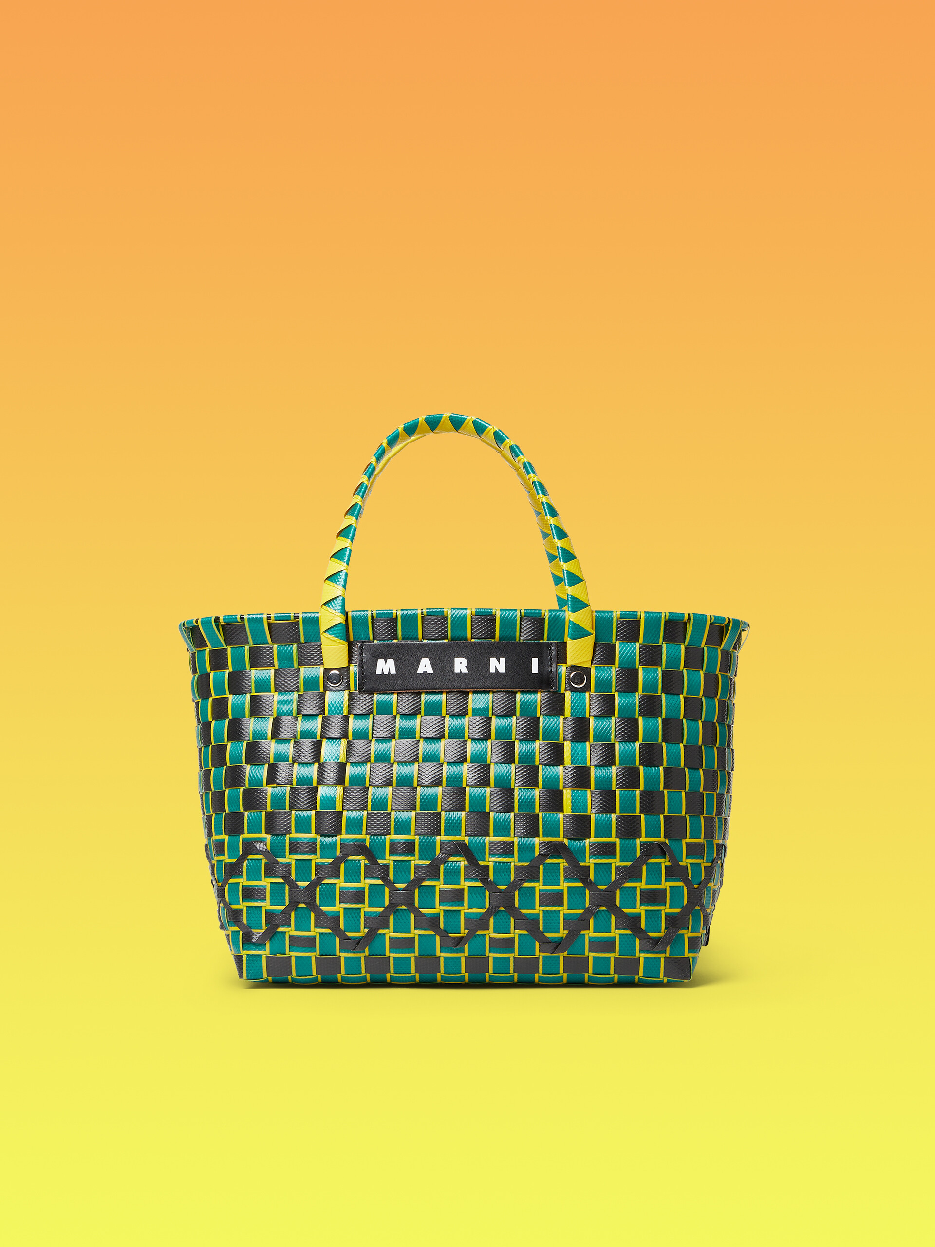 MARNI MARKET BASKET Bag In Green And Black Woven Material Marni marni-market-basket-bag-in-green-and-black-woven-material-marni