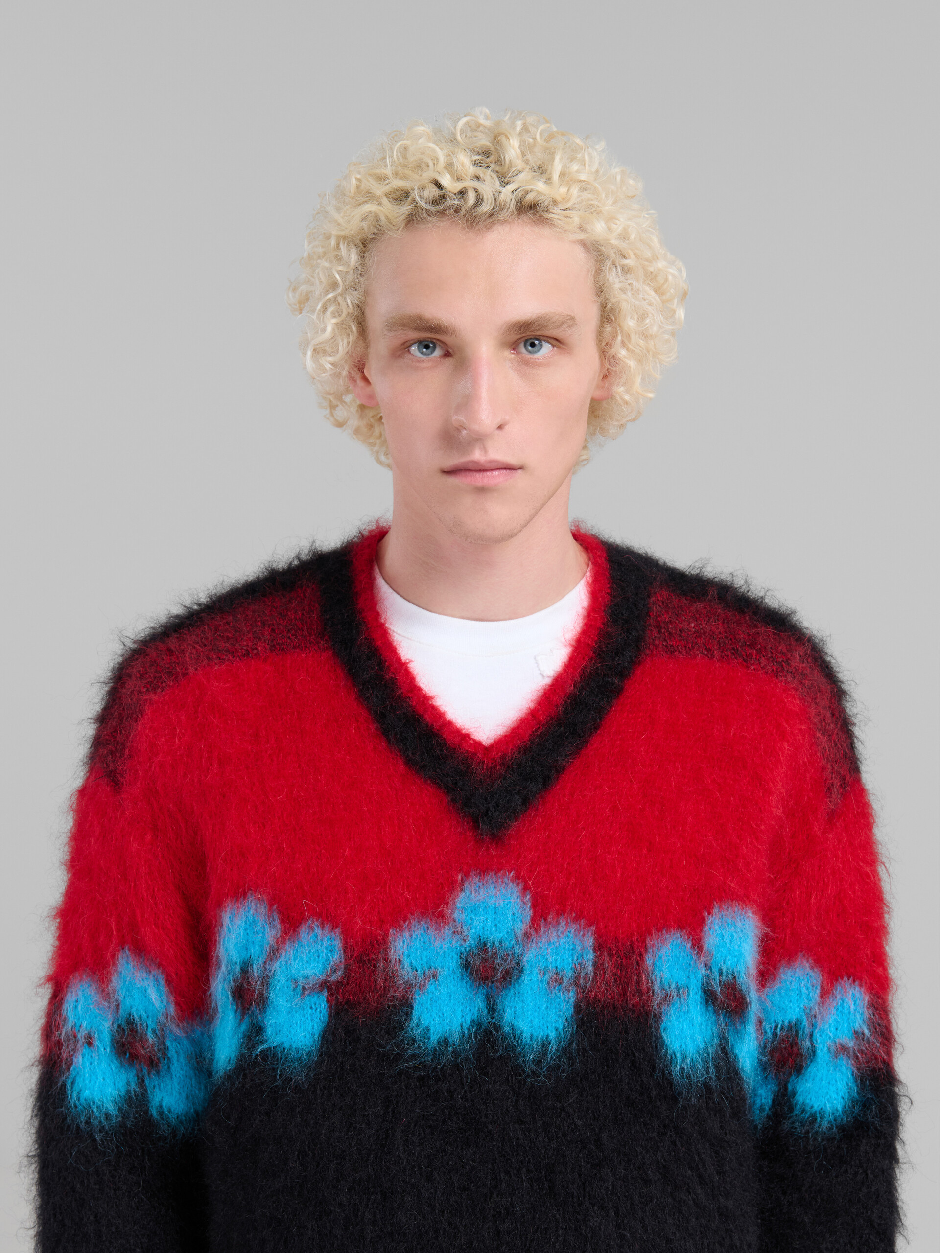 Black Mohair Jumper With Flowers Marni