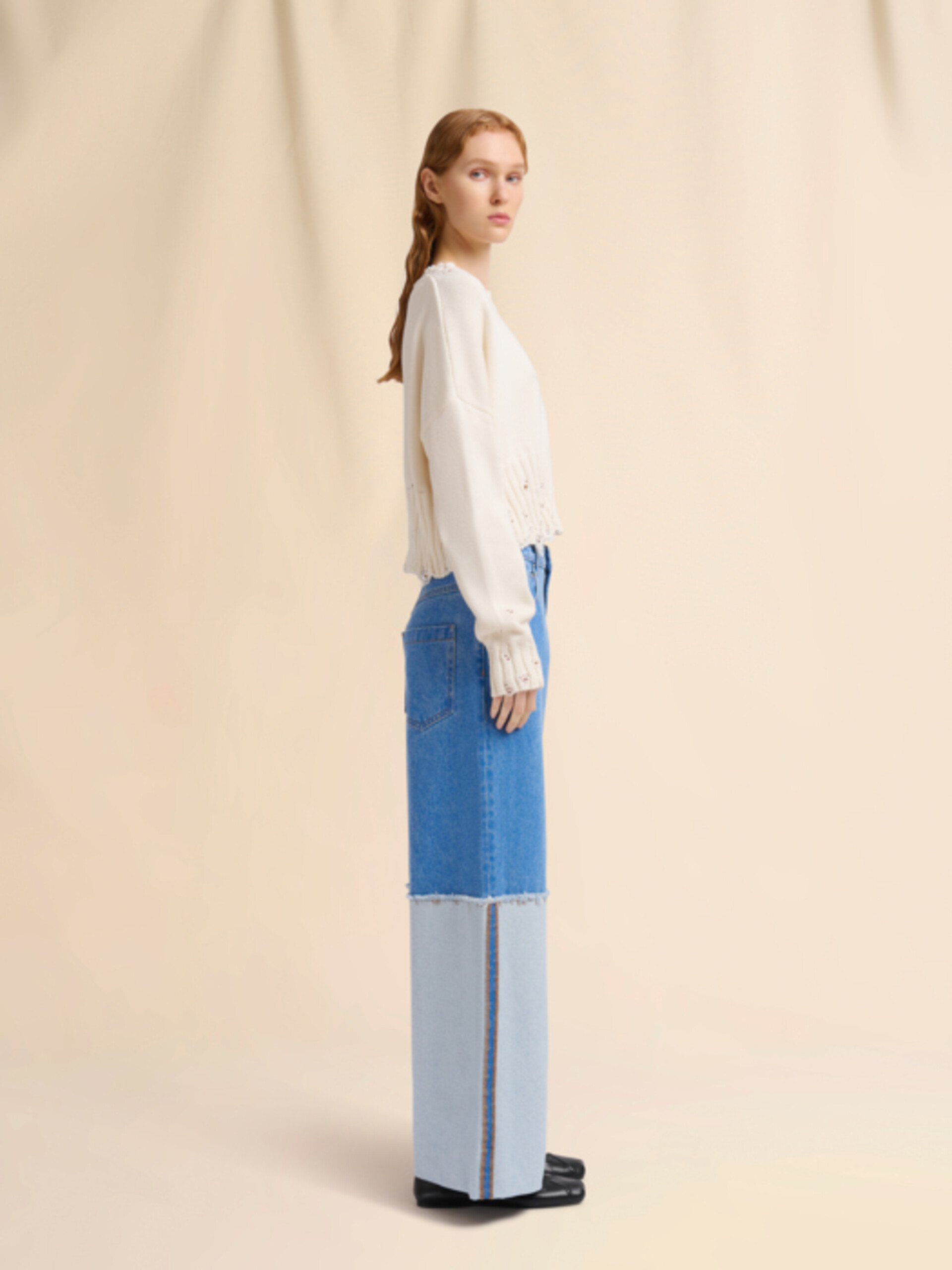 White dishevelled cotton cropped jumper | Marni