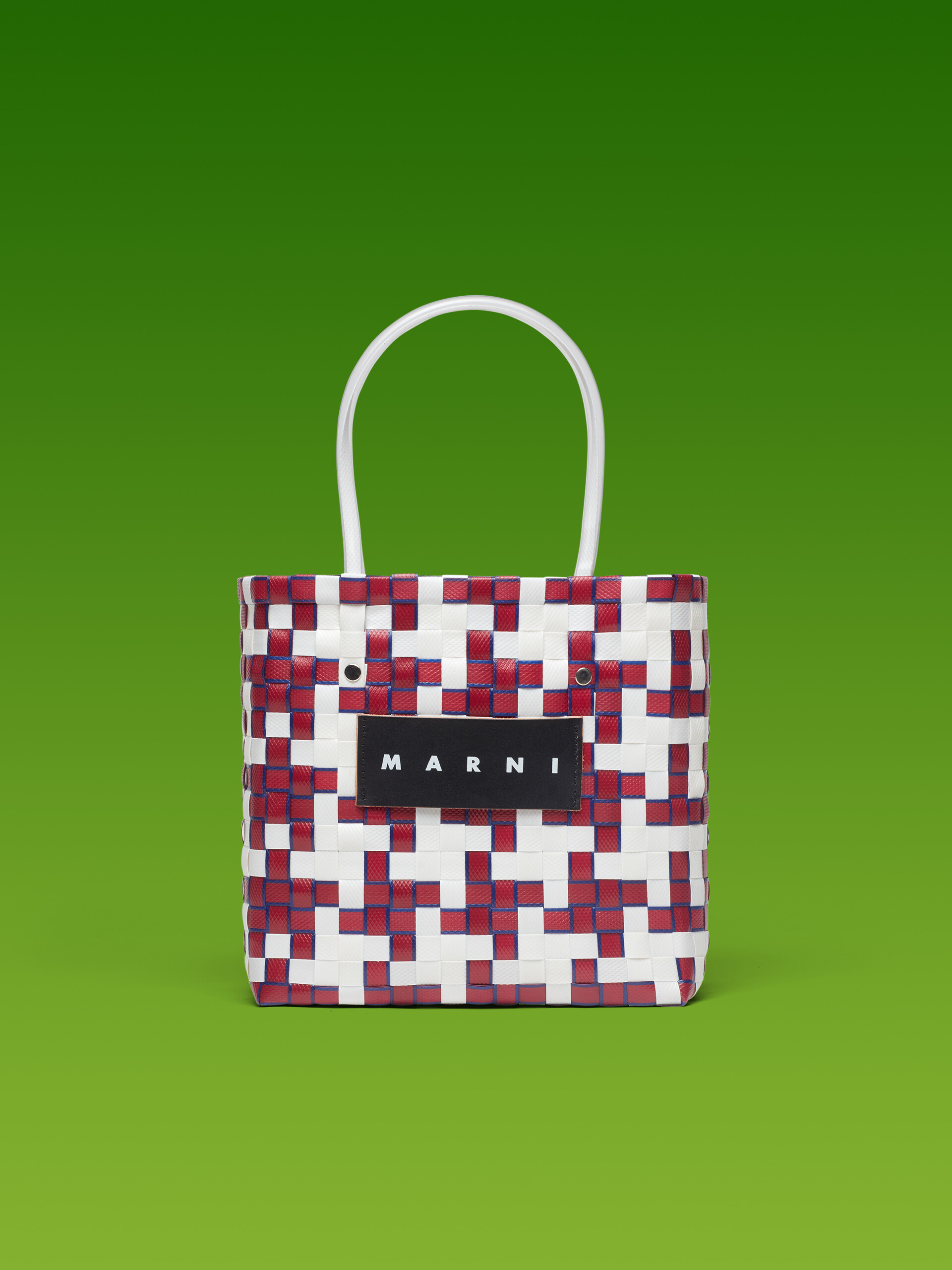 MARNI MARKET BASKET bag in white and red woven material | Marni