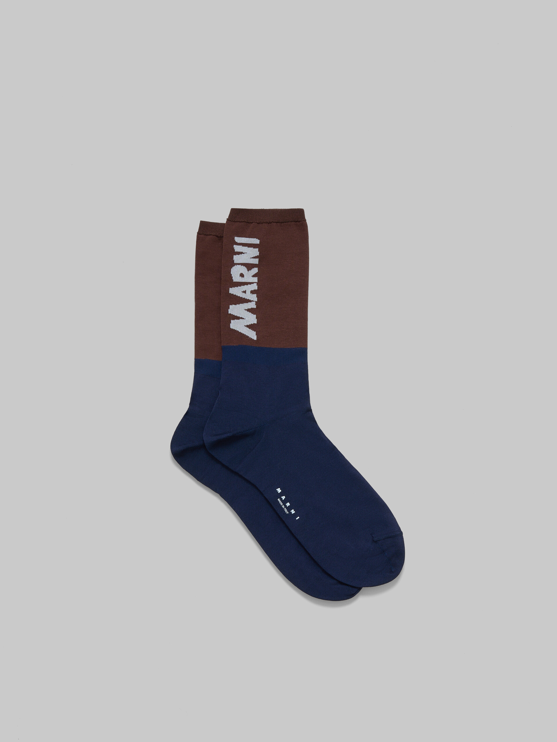Brown and blue socks with Marni logo | Marni