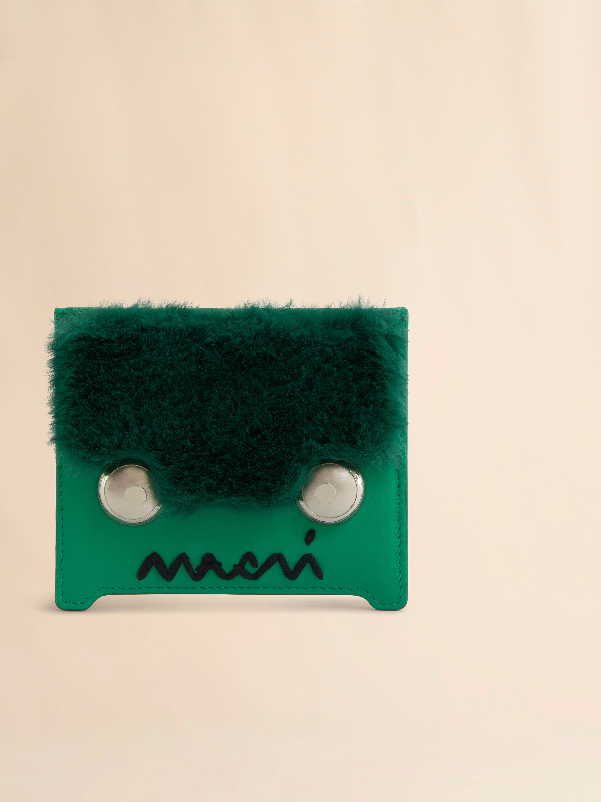 Green leather cardholder with Marni Symbol logo | Marni
