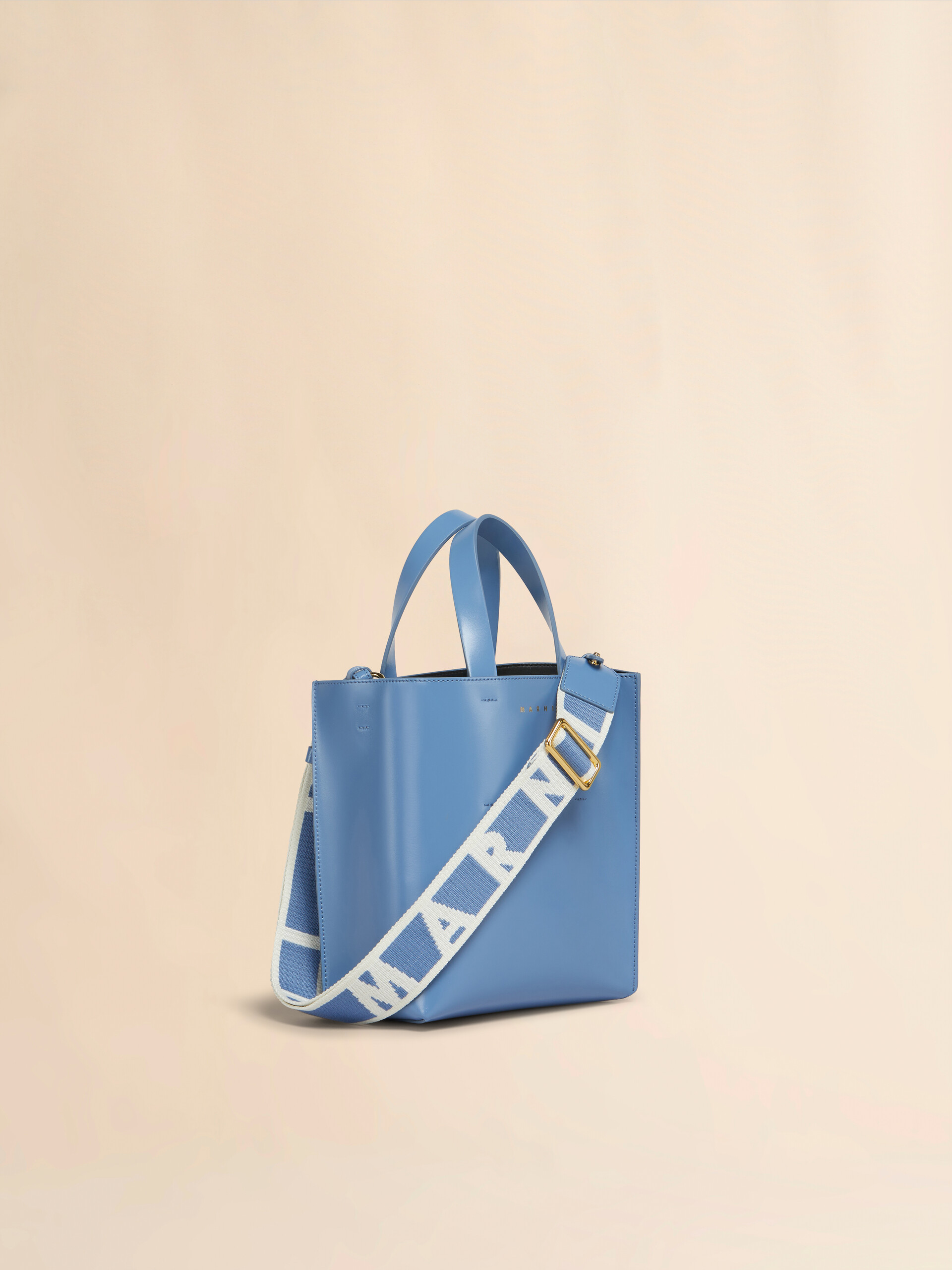 Sac Museo Mini en cuir bleu clair | Marni