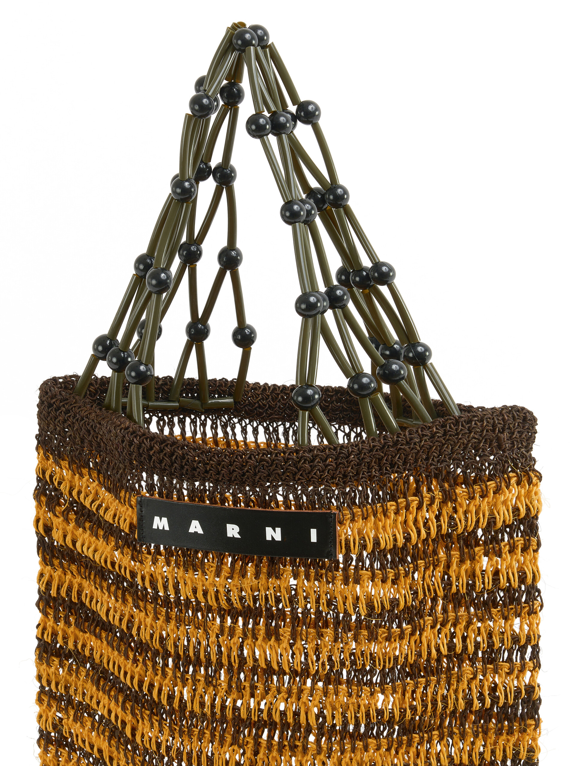 Yellow MARNI MARKET FIQUE natural fibre net shopper | Marni