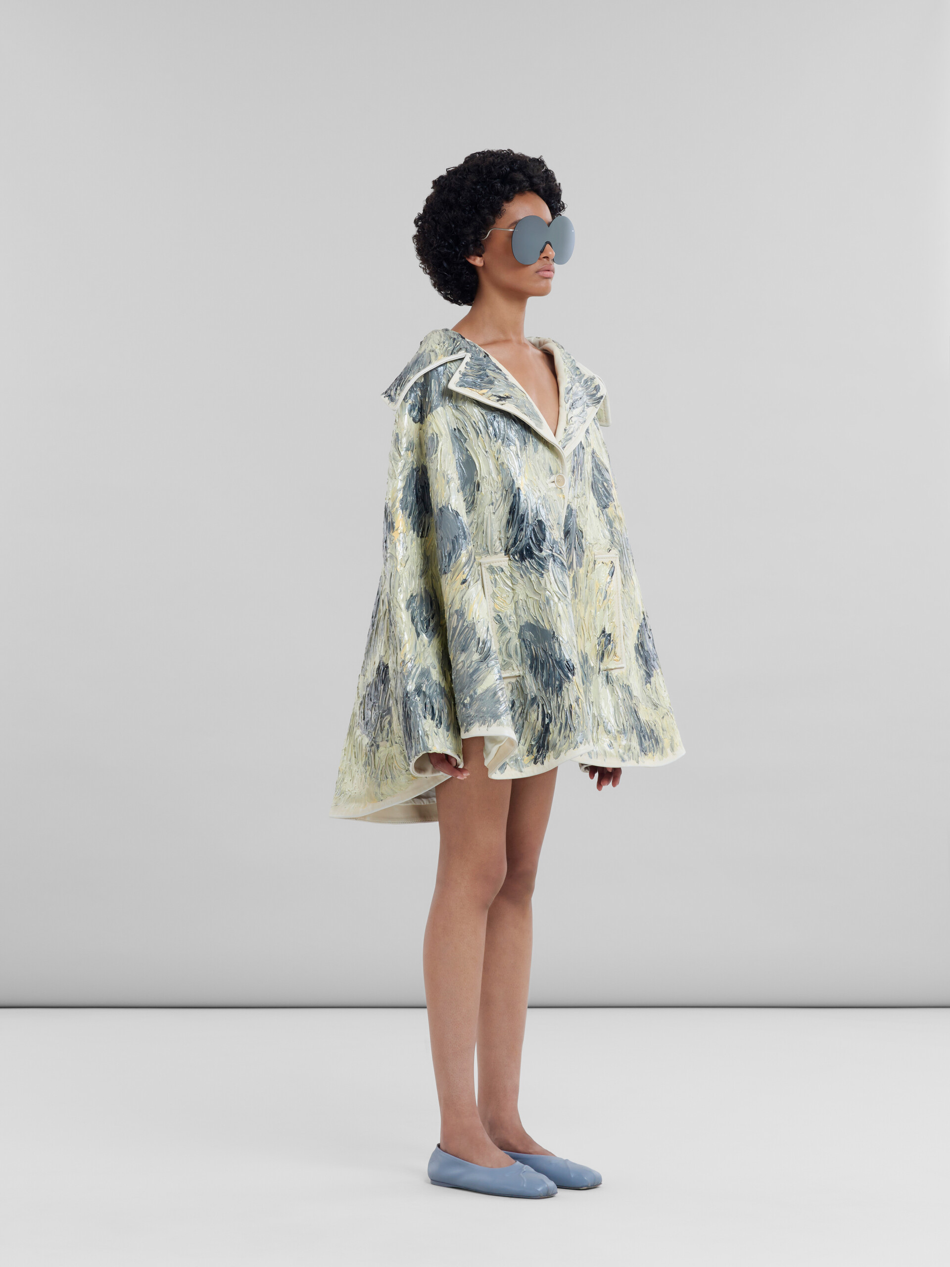 Hand-painted light yellow leather cape | Marni